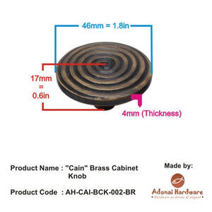 Quality "Cain" Brass Cabinet Knob - Adonai Hardware