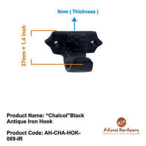 Quality "Chalcol" Black Antique Iron Hook - Adonai Hardware