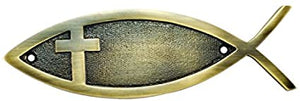 Quality "Cross" Brass Fish Door Sign - Adonai Hardware