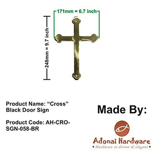 Quality Cross Brass Door Sign - Adonai Hardware