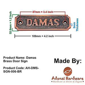 Best Damas Brass Door Sign - Adonai Hardware