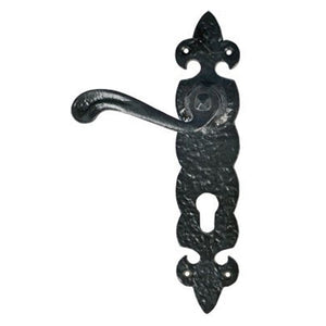 Best" Jaasiel" Black Iron Door Handle with Plate - Adonai Hardware
